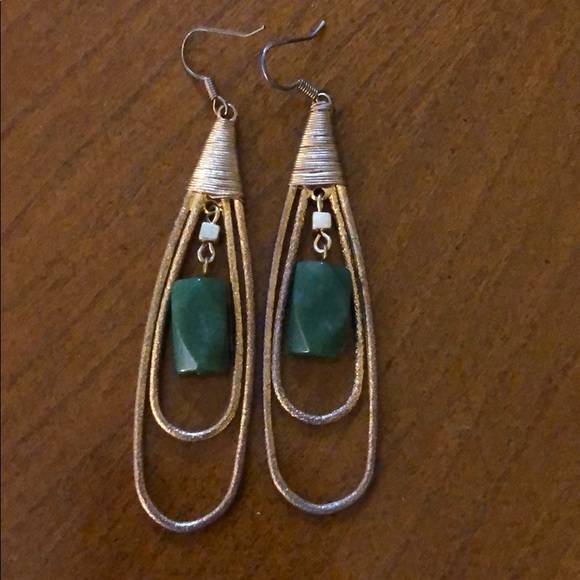 Jewelry | Green And Gold Earring | Poshmark